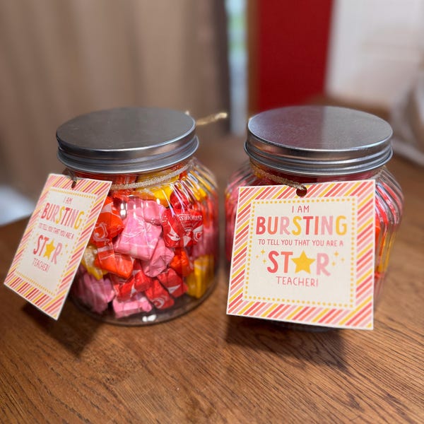 Teacher Appreciation Gift Tag, Starburst Gift Tags, Teacher ...