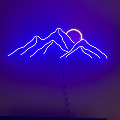 Mountain LED Neon Sign Customize Large Sunset Acrylic Wall Art ...