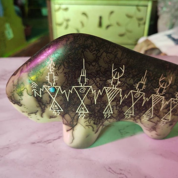 Acoma Pueblo Feather and Horsehair Pottery Flat Seed Pot – A Symbol of ...