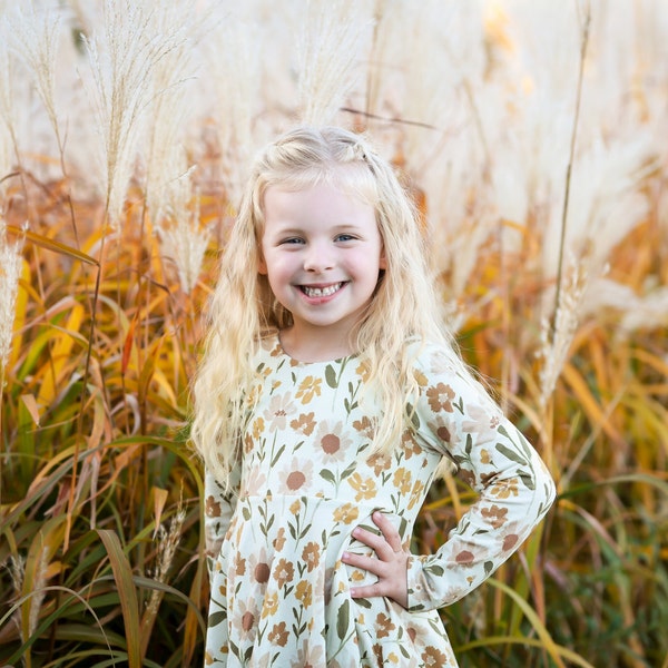 Organic Big Spring Floral Twirl Dress, Girls Floral Twirl Dress for ...