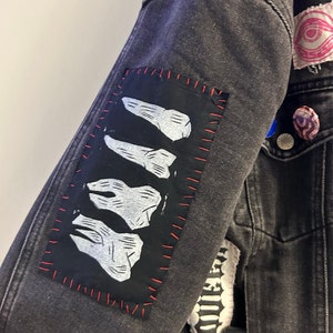 Sneaky Snake Linocut Linen Patch, Punk Patches, Block Print, Snek ...