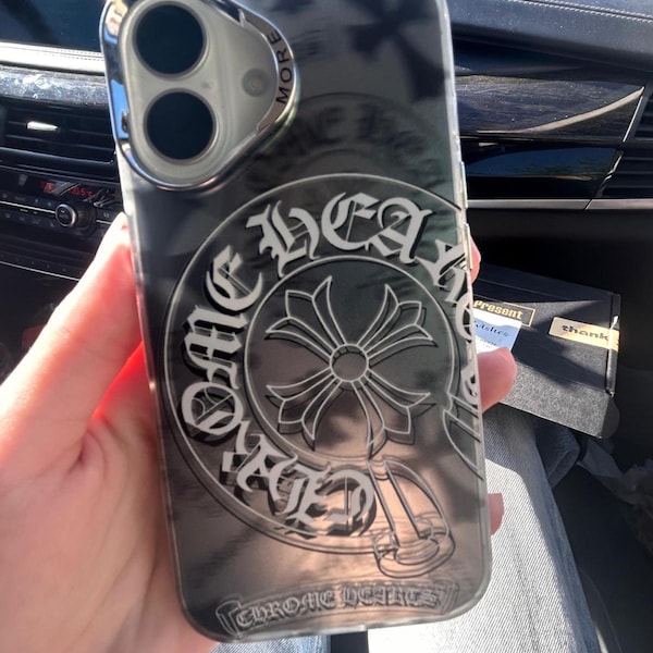 Gothic Denim & Leather Style Phone Case | Y2K Grunge Cross Shockproof ...