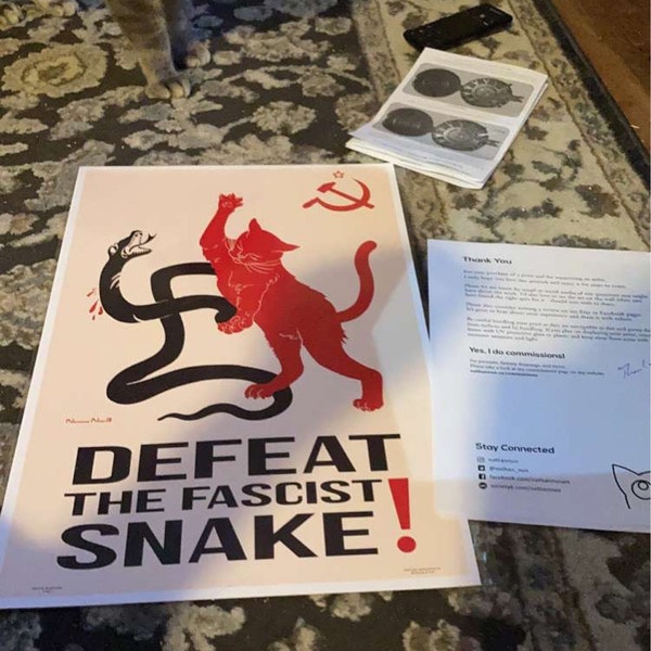 Soviet Cat - Defeat the Fascist Snake Poster - Etsy