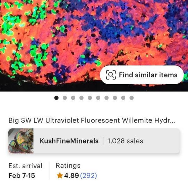 A Shortwave SW UV Fluorescent 4-color Esperite Willemite Hardystonite & Calcite Franklin Mine ...