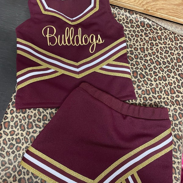 Maroon & Gold Cheer Uniform, Customized Cheerleading Uniform, Girls ...