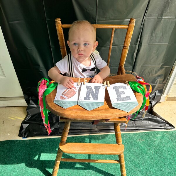 High Chair Banner Template,football First Birthday High Chair Pennant ...