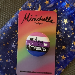 Genderfluid Pride Flag Pronoun Pin Back Button They/them She/him She ...