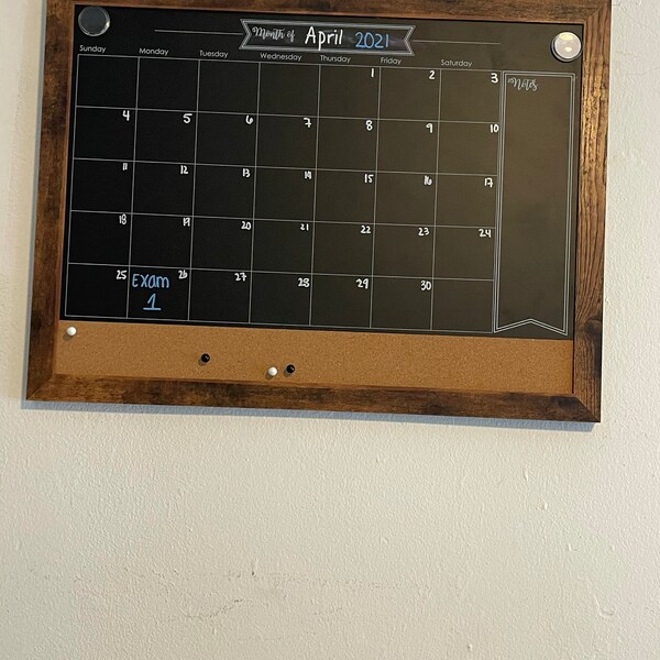 18x24 Chalkboard Calendar and Bulletin Combo Board- Includes Chalk ...