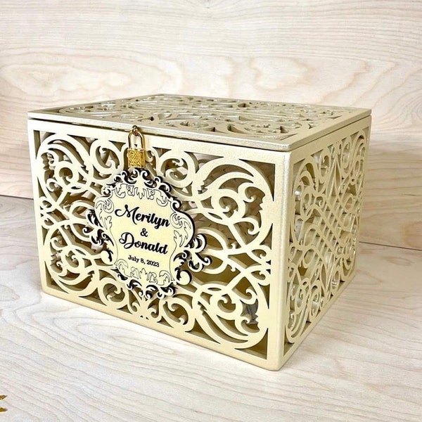 Navy Wedding Card Box With Slot Lock Wedding Money Box Rustic Card Box ...