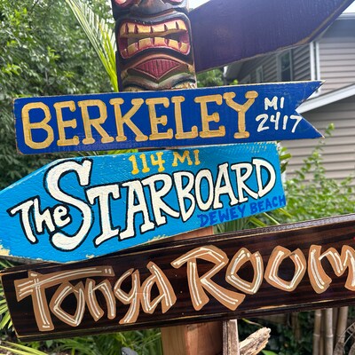 Directional Signs Tiki Decor Tropical Home Decor Yard Destination Signs ...
