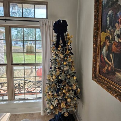 Navy Blue Velvet Christmas Tree Bow for Wreath, Lantern Bow Decoration ...