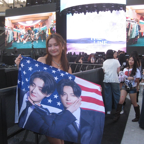 Seventeen Mingyu America Flag Tapestry, Kpop Wall Decor, Gift for ...