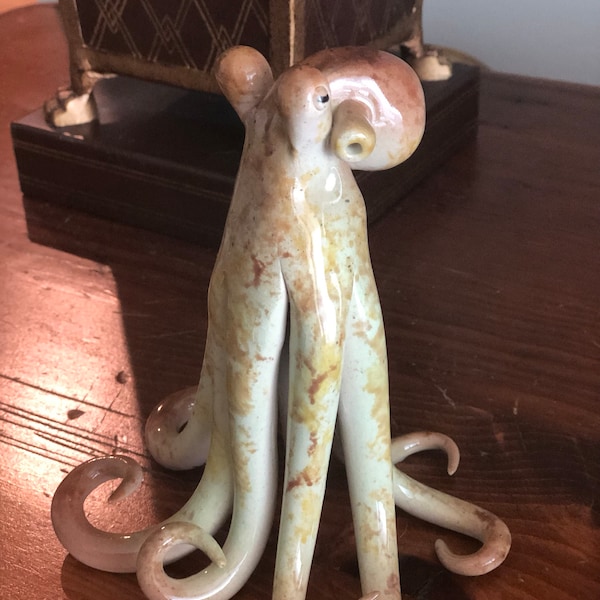 Artistic, Bone Colored Ceramic Octopus Handmade Fits With Any Ocean ...