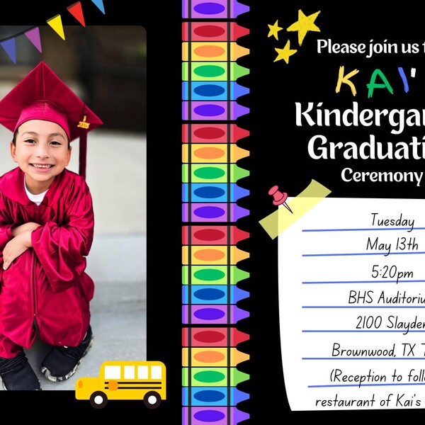 Kindergarten Graduation Party Invitation, Preschool Graduation ...
