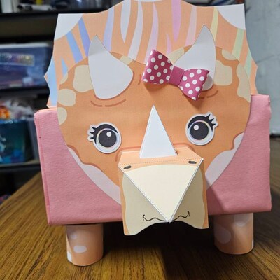 Triceratops Valentine Box Kit Printable Dinosaur Mailbox for Valentine ...