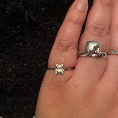14k Solid Gold Teddy Bear Ring. Baby Teddy Bear Ring, Pinkie Teddy Bear ...