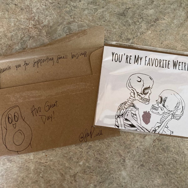 You're My Favorite Weirdo Skeletons Greeting Card / Love Anniversary ...