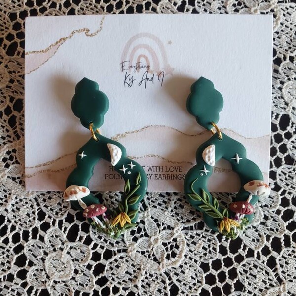 Cottage Core Clay Earrings / Handmade Clay Earrings / Tiny Mushroom ...