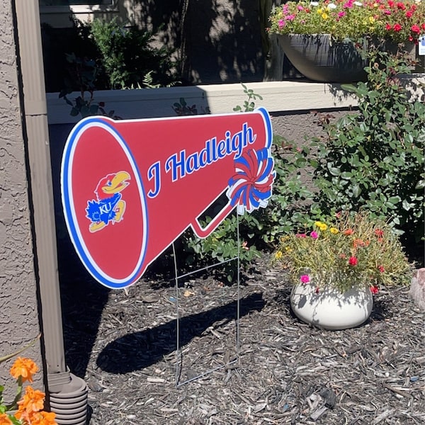 Cheerleading Megaphone Cut-out Yard Sign 29x18 With H-stake - Coroplast ...