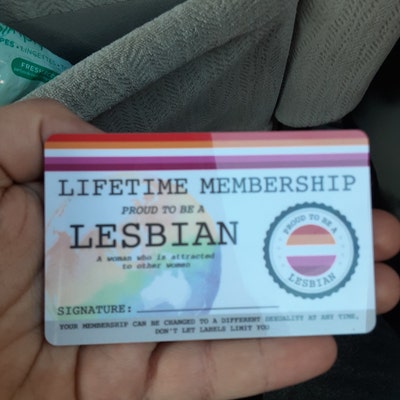 LESBIAN Lifetime Membership Card pink Gay Pride Card LGBT Identity Card ...