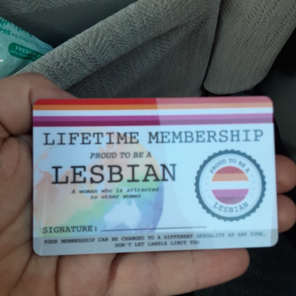 LESBIAN Lifetime Membership Card (pink) - Gay Pride Card - LGBT ...