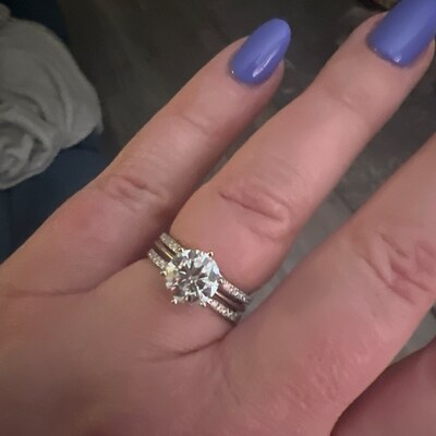 3mm Single Prong Ring Moissanite Wedding Band Dainty Matching Stacking ...