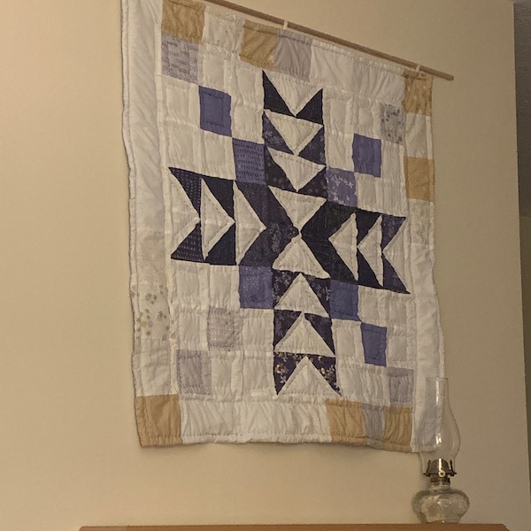 Large Double Patchwork Quilt . Hand Quilted. in a Barn Hanging Design ...