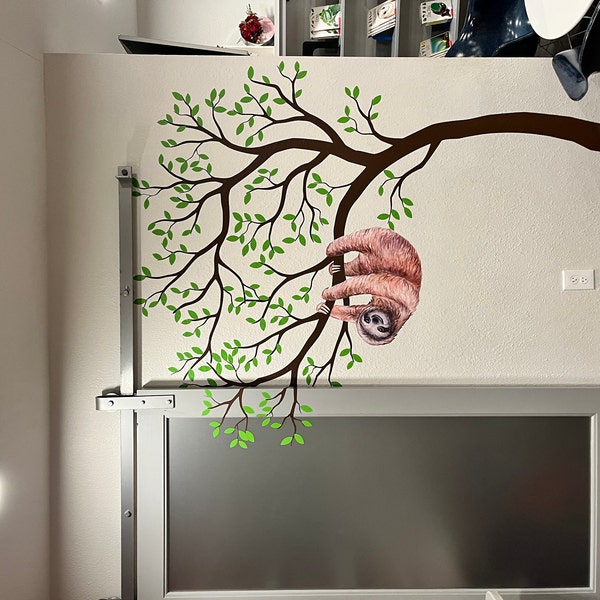 Sloth #1 Wall Decal Tropical Rain Forest Animal Wall Sticker Sloth on ...