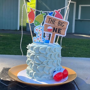 Fishing Cake Toppers, Printable Cake Toppers, the Big One Cake Topper ...