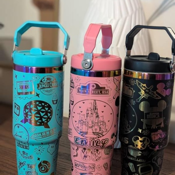 WALLEN Tumbler Cup Permanent Laser Engraved Large 40oz With Handle Lid ...