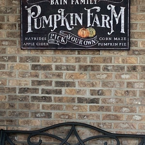 Pumpkin Farm Sign Rustic Fall Decor Family Name Date Modern Farmhouse ...