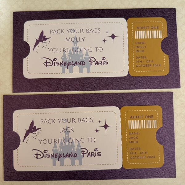 Vale-presente surpresa personalizado da Disney. Ingresso para a ...