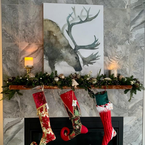 Navy Blue & Gold Brocade Elf Toe Stocking With Gold Trim - Etsy