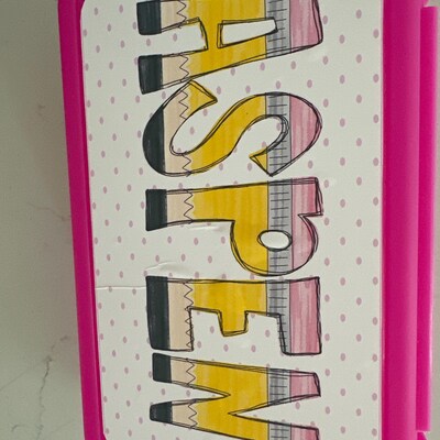 Personalized Pencil Box, Pencil Font, Teal Pencil Box, School Supplies ...