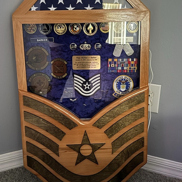 Air Force Stripes Retirement Shadow Box (medium) - Etsy