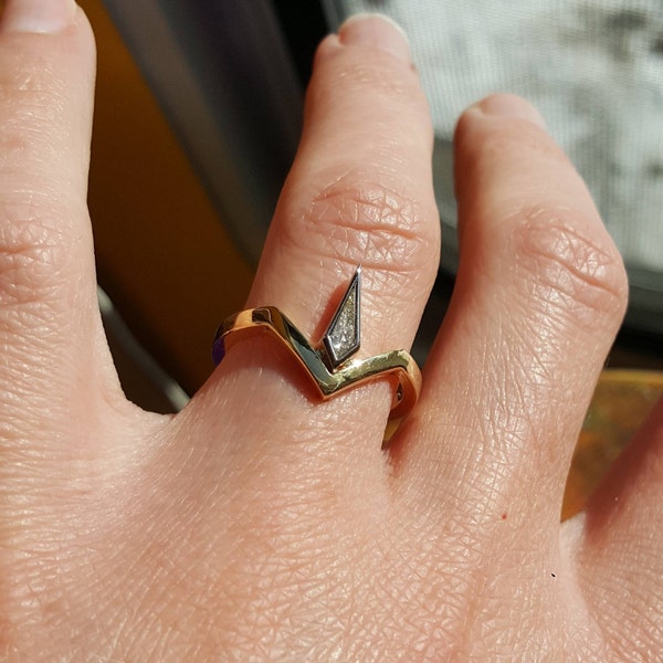 V Ring, Chevron Ring, Kite Diamond Ring, Kite Ring, Art Deco Engagement ...