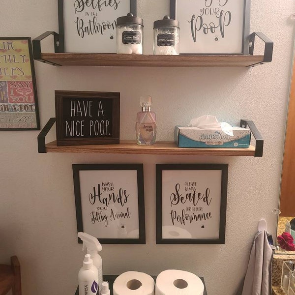 Rustic Bathroom Shelf for Bathroom Decor, Wall Bathroom Organizer 24 ...