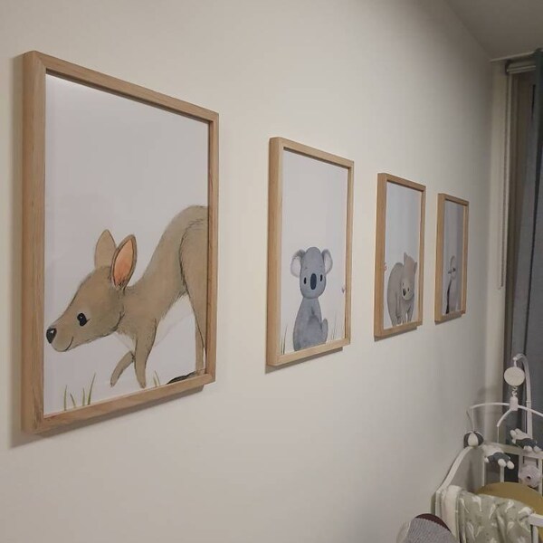Australian Animal Print Set / Kangaroo Joey, Echidna Puggle, Wombat ...