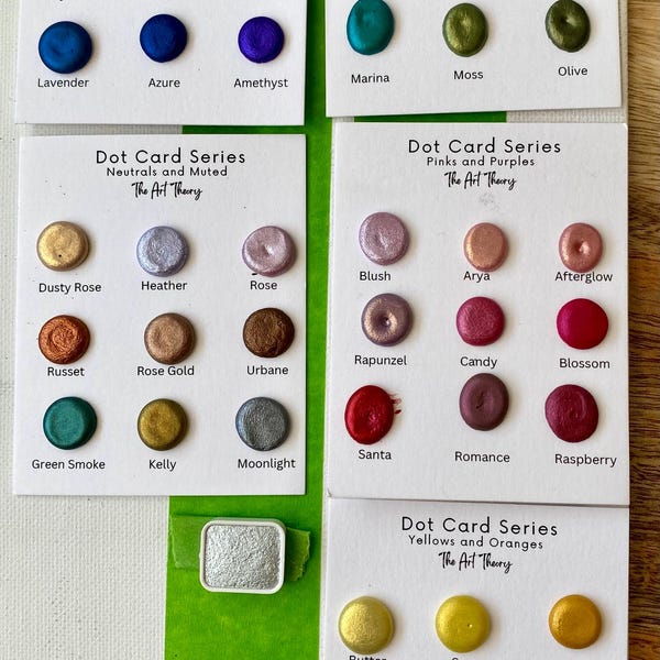 MICA DOTCARDS Handmade Watercolors Mica Metallic Dot Cards Sample Sets ...