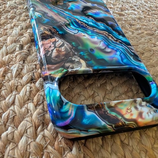 Blue Abalone Mollusk Shell Tough Phone Case Pearlescence Nautical Cover ...