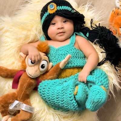 Princess Jasmine Inspired Costume/ Crochet Princess Jasmine Wig ...