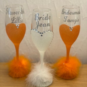 Wedding Personalised Glitter Glasses Champagne Flute Bride - Etsy UK