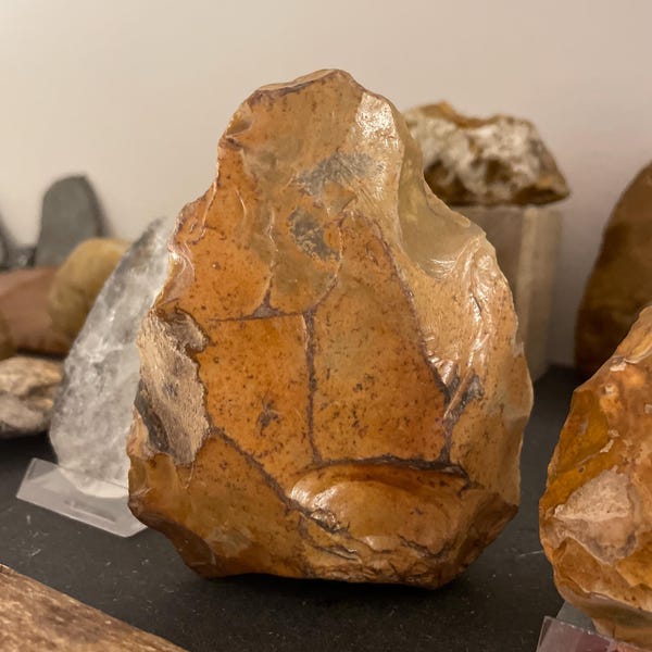 A Fabulous French Acheulean Biface Made Out of Solid Glossy Jasper-like ...