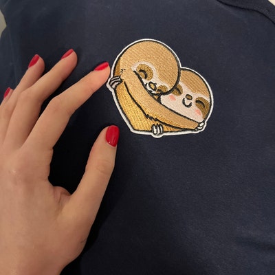 Sloth Patch Iron on Hugging Sloths Patch Embroidered Sloth - Etsy