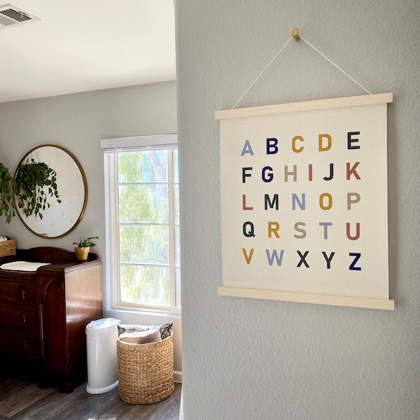ABC Sign | Alphabet Canvas | Fabric Wall Hanging | Kids Room Decor ...
