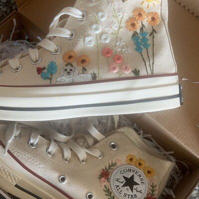 Embroidered Converse/mushroom Converse/embroidered Red Mushrooms,sweet ...