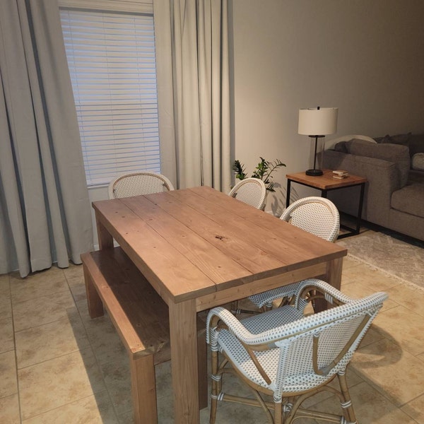 Rustic Farmhouse Dining Table, Trestle Table, Dine Table Set, Farmhouse ...