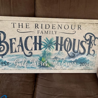 Personalized Beach House Sign, Custom Beach House Canvas Art With ...