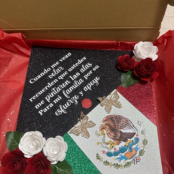 Graduation Cap Topper Mexico Flag Colors First Gen Educated Latina ...