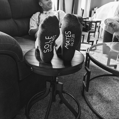 Sole Mates Sock, Cotton Anniversary Gift, Bride to Groom Gift, Sole ...